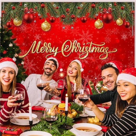 Holiday | Christmas Backdrop Merry Christmas Backdrops Red 7x5ft ...